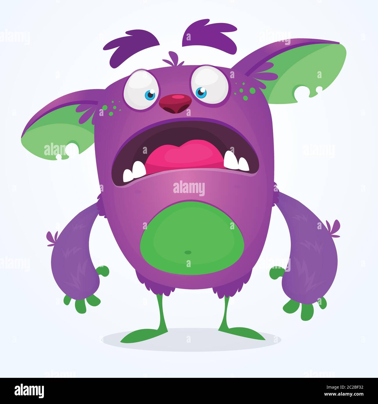 Scared funny cartoon monster. Halloween vector illustration Stock ...