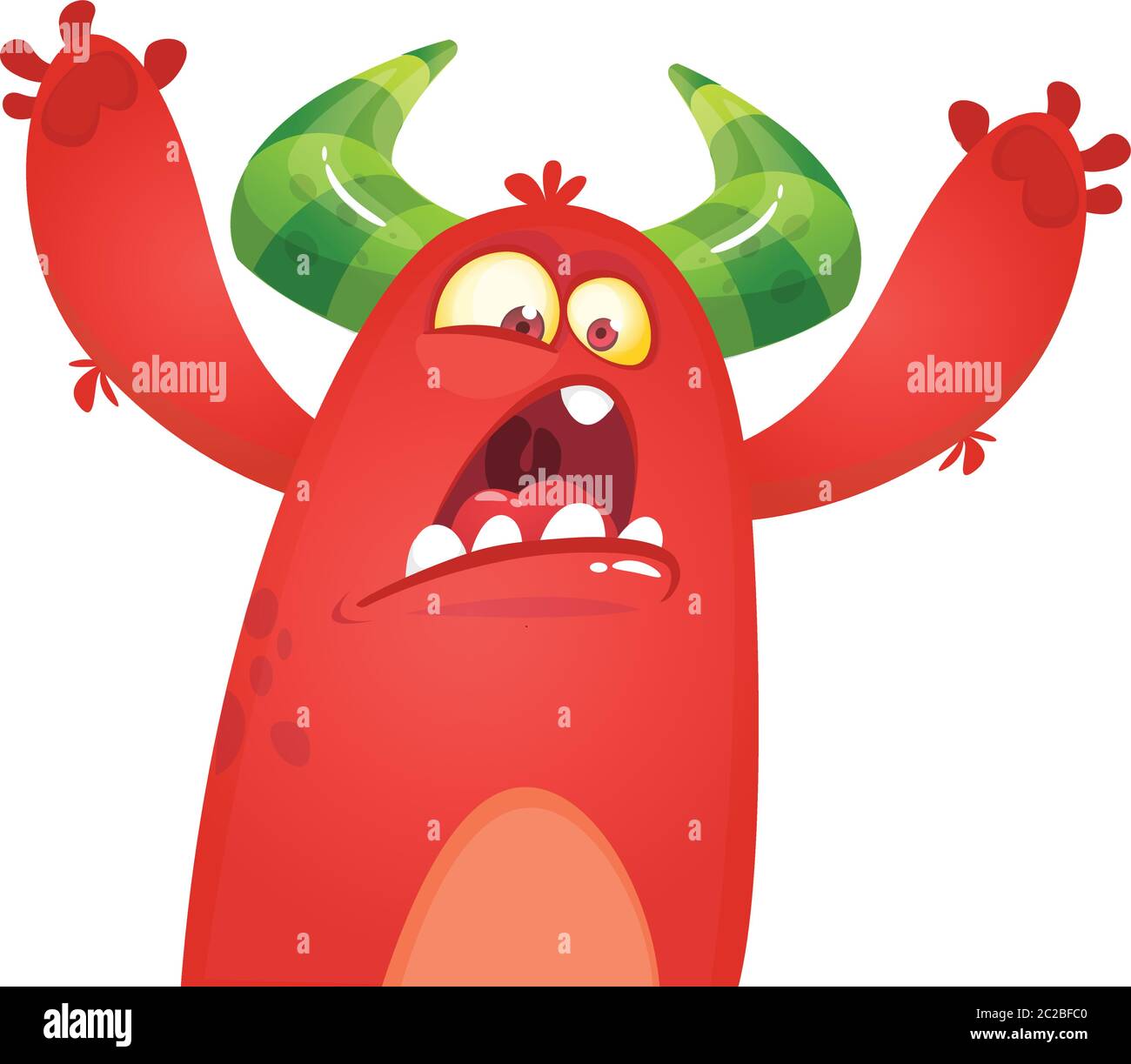 Cartoon angry red monster yelling. Vector illustration of yelling ...