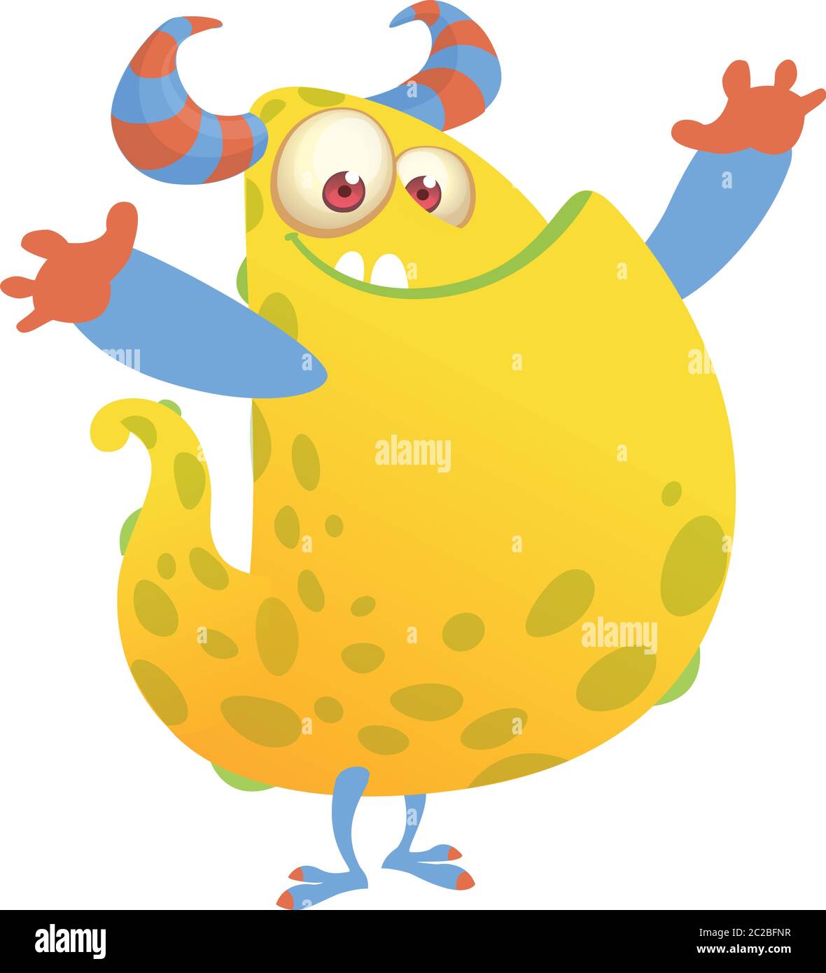 Vector cartoon of an orange fat and fluffy Halloween monster.Isolated ...