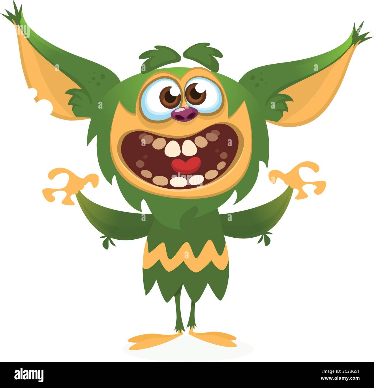 Cartoon angry green monster. Halloween vector illustration Stock Vector ...