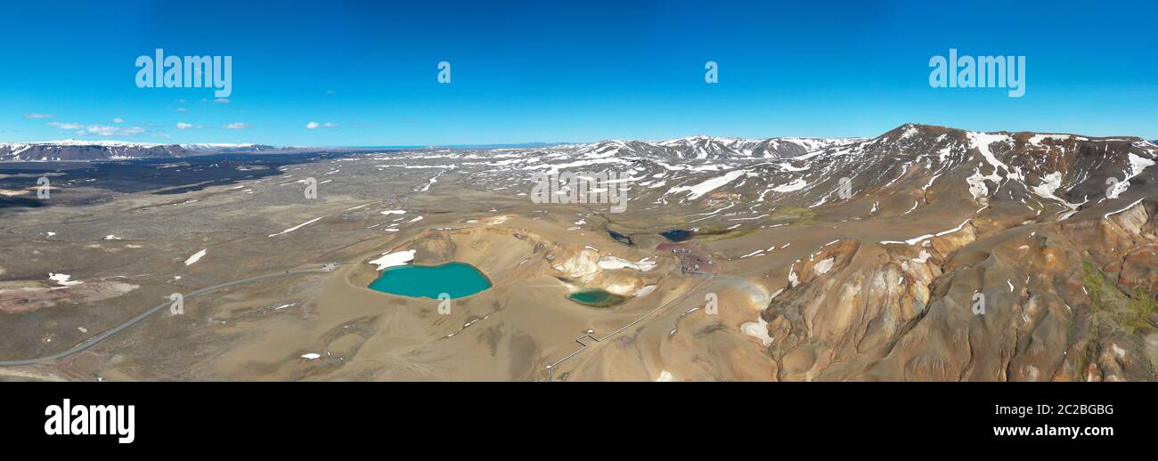 Scenic top down view of small lake with turquoise water color Stock ...