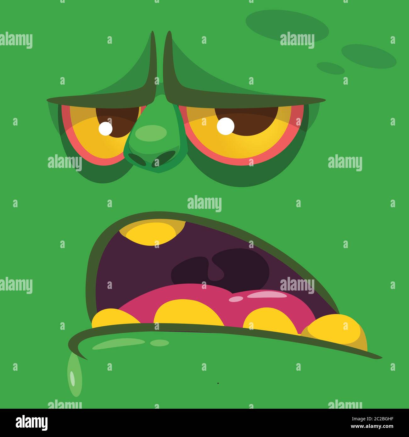 Cartoon growling zombie face. Vector zombie monster square avatar Stock ...