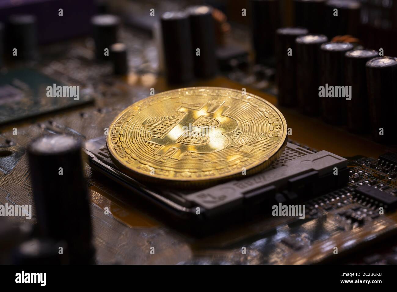 Bitcoin coin and printed circuit board PCB Stock Photo - Alamy