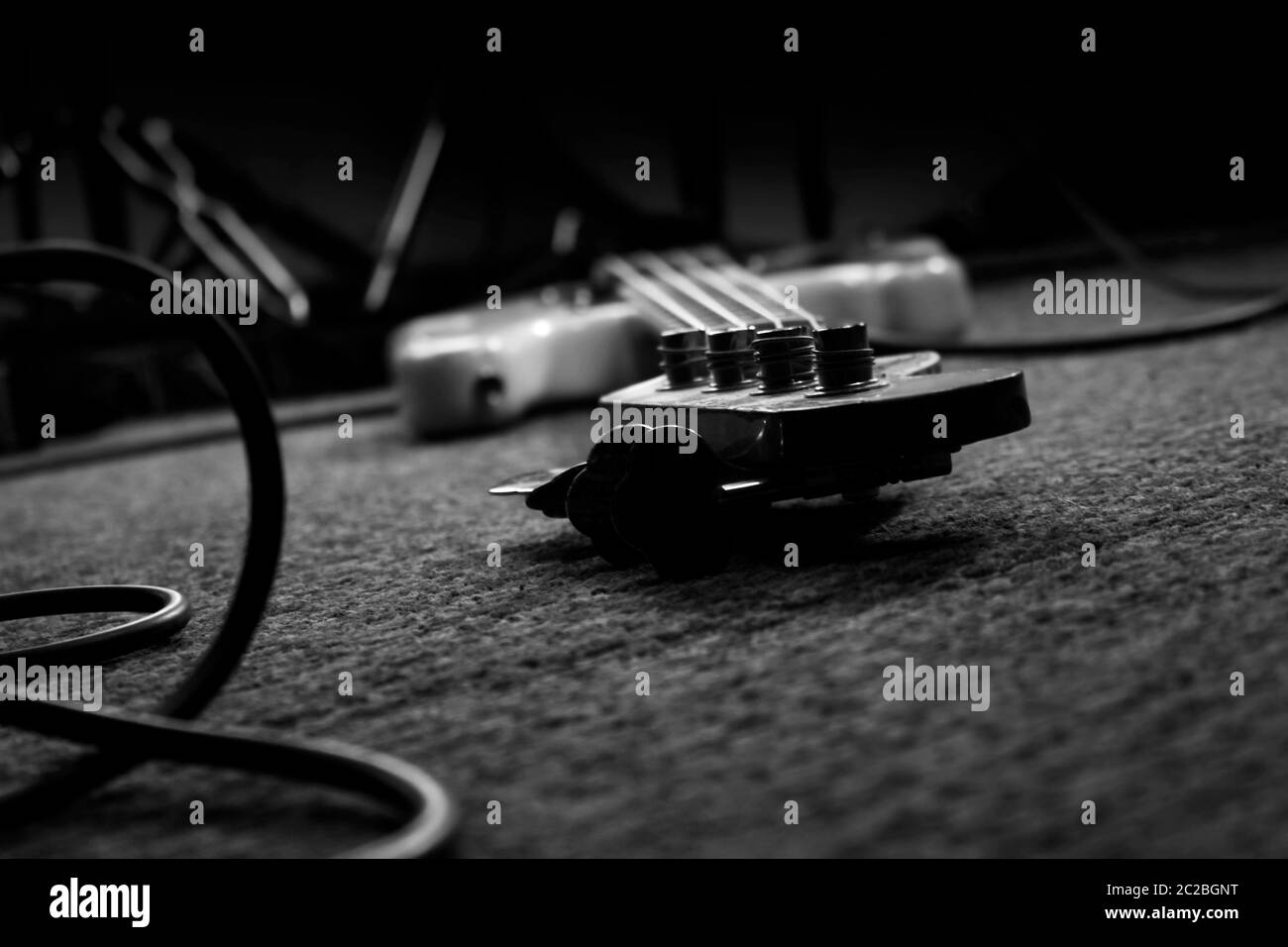 Bass Guitar In Music Studio. Musical Instruments and Equipment Stock ...