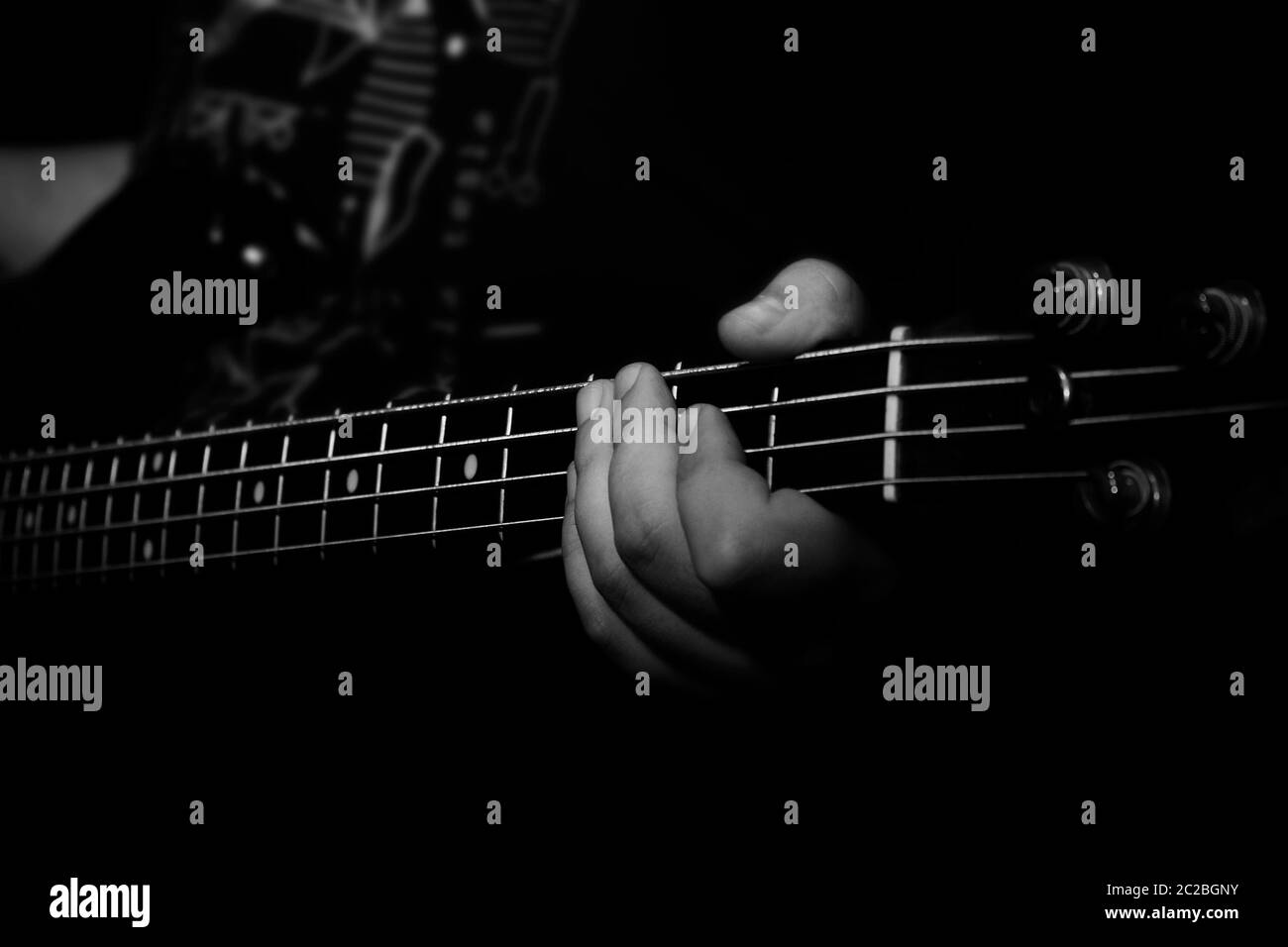 Playing Six String Electric Bass Guitar High Resolution Stock ...