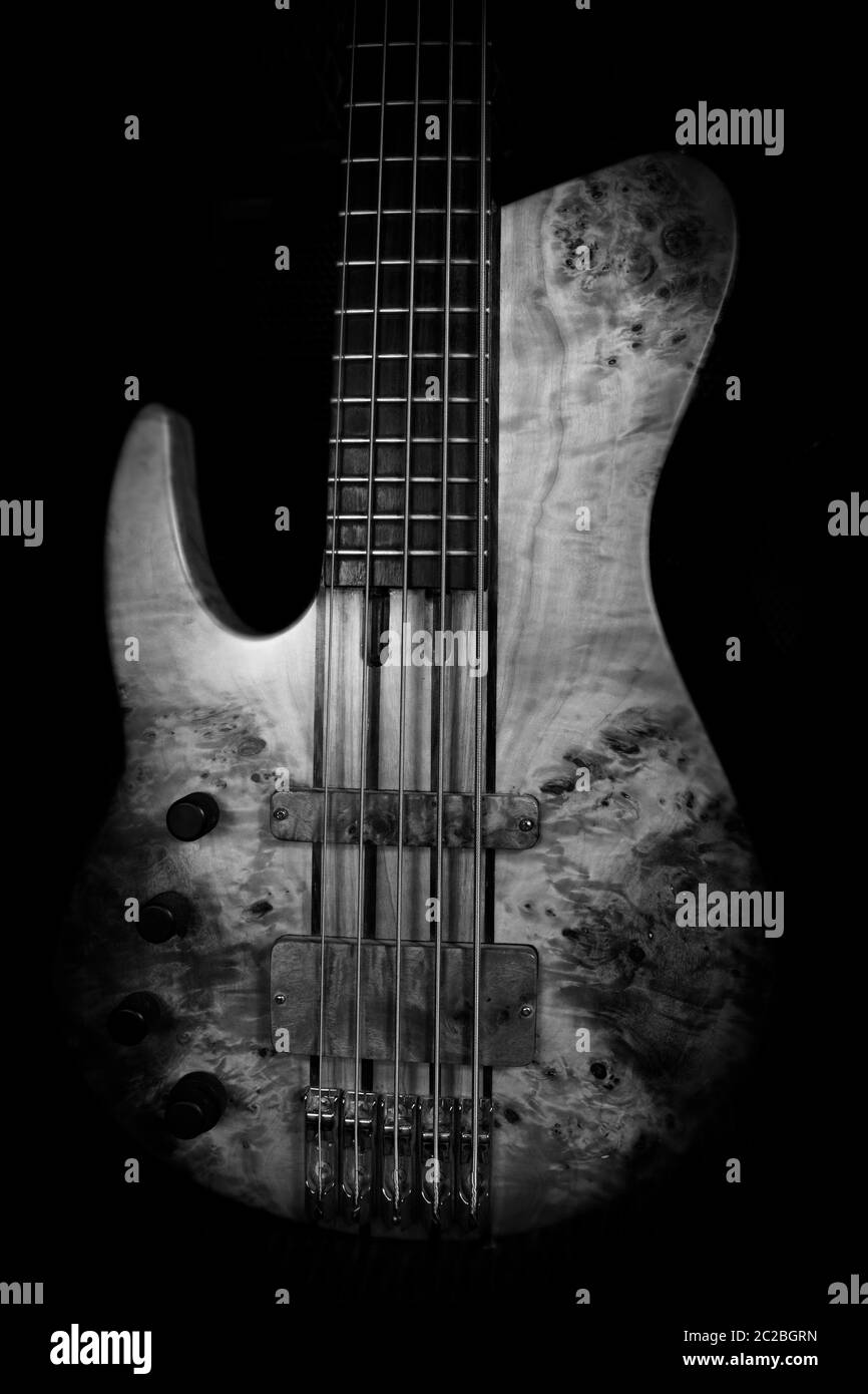 Bass Guitar In Music Studio. Musical Instruments and Equipment Stock ...