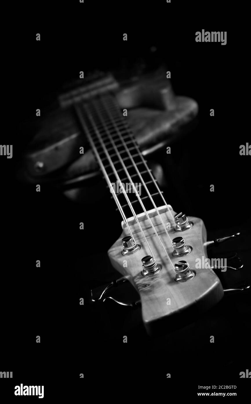 Bass Guitar In Music Studio. Musical Instruments and Equipment Stock ...