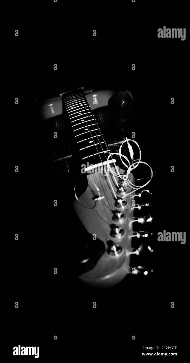 Electric Guitar Resting On Amplifire In Music Studio Stock Photo - Alamy