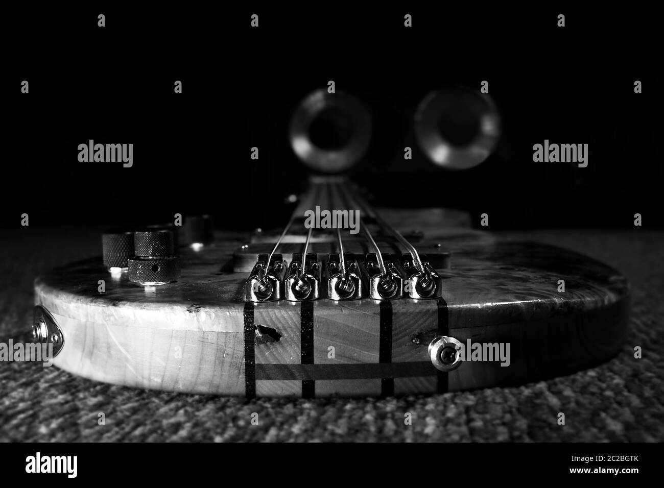 Bass Guitar In Music Studio. Musical Instruments and Equipment Stock ...