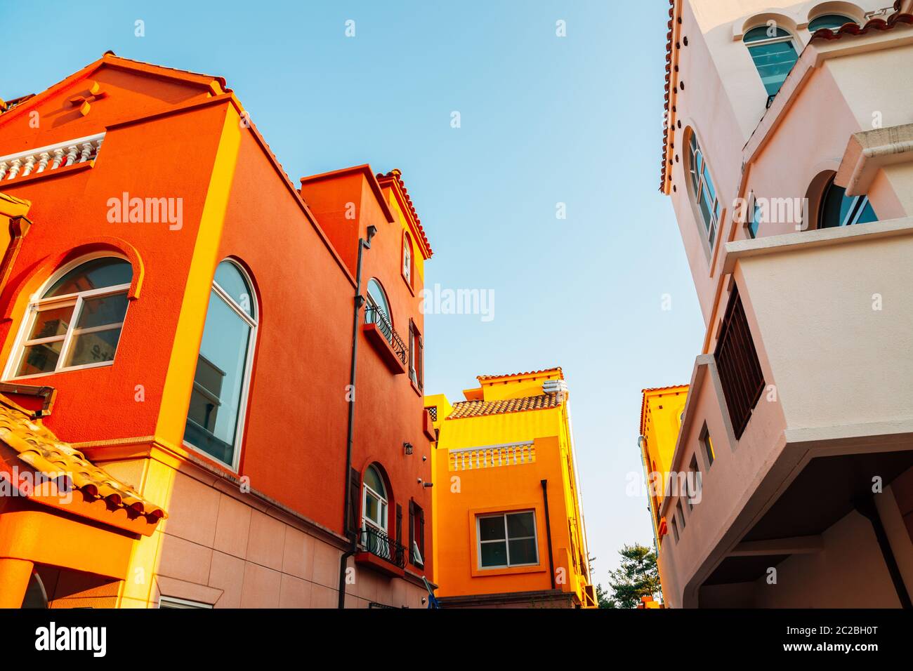 Asan Blue Crystal Mediterranean Village in Asan, Korea Stock Photo - Alamy