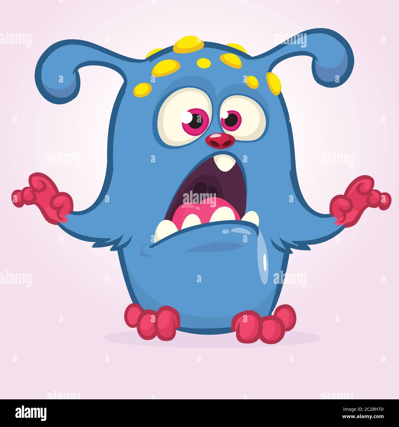 Cartoon angry monster. Halloween vector illustration of furry monster ...