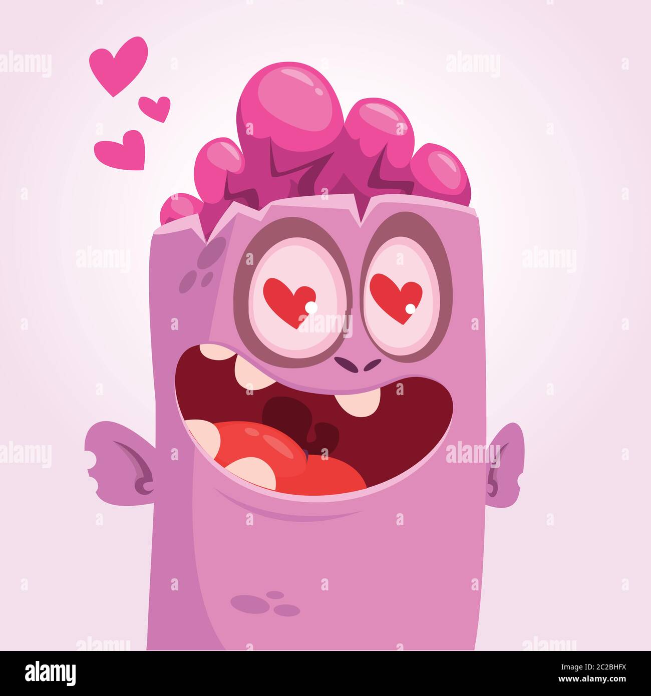 Cartoon square zombie face head in love. St Valentine's Day Stock ...