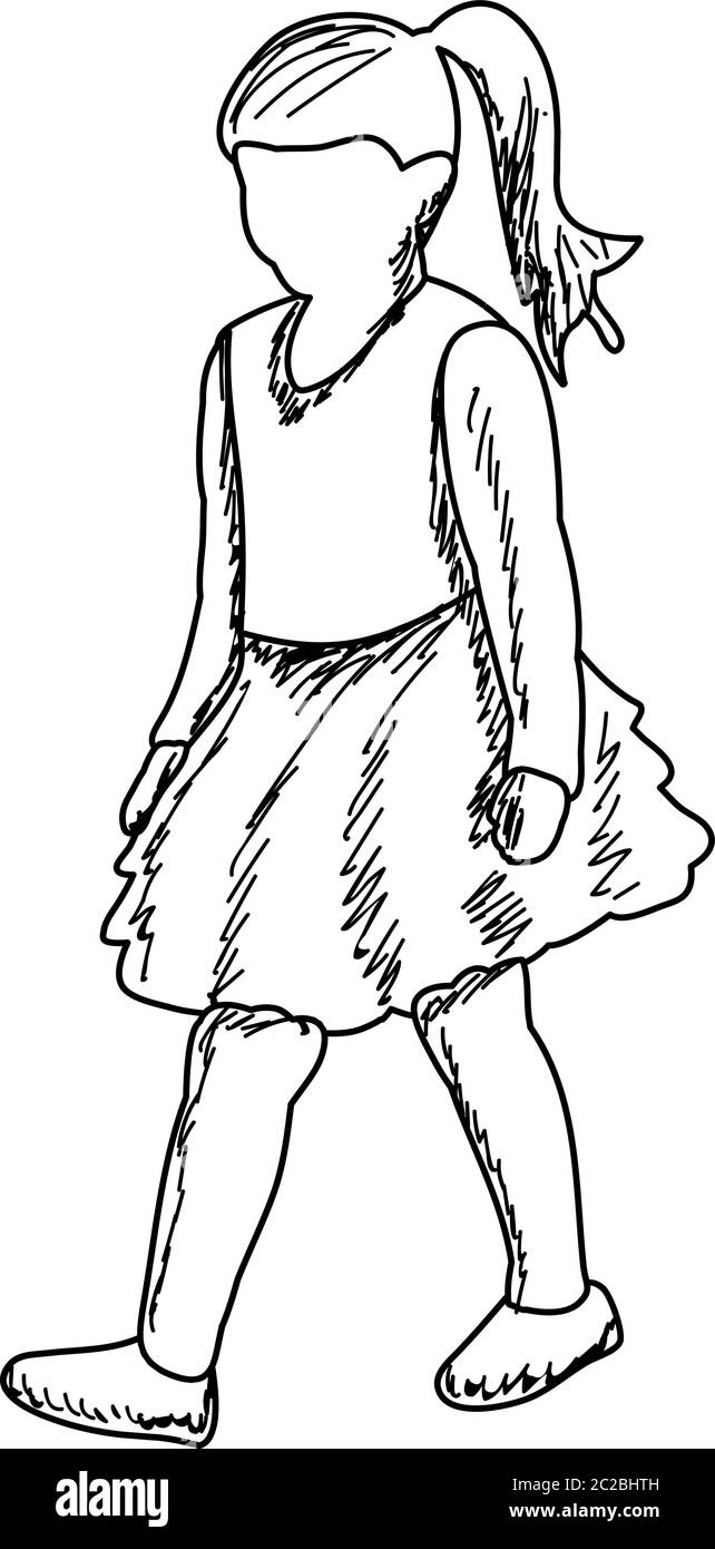 white background, faceless kids, sketch, lines Stock Vector Image & Art ...