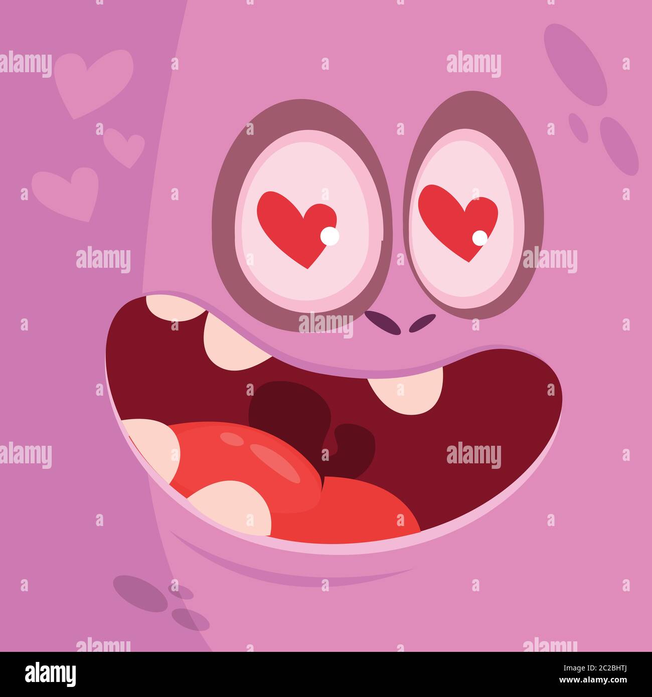 Cartoon square zombie face avatar in love. St Valentine's Day Stock ...