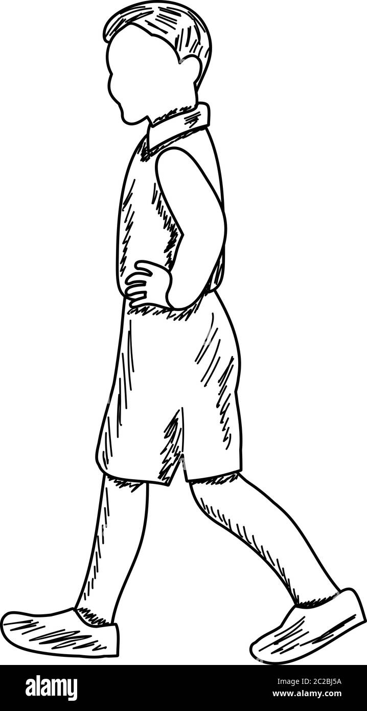 vector, on white background, faceless kids, sketch, lines Stock Vector ...