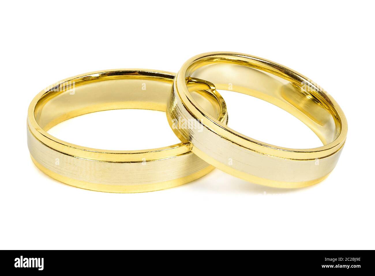 Golden wedding rings isolated on white background with clipping path ...