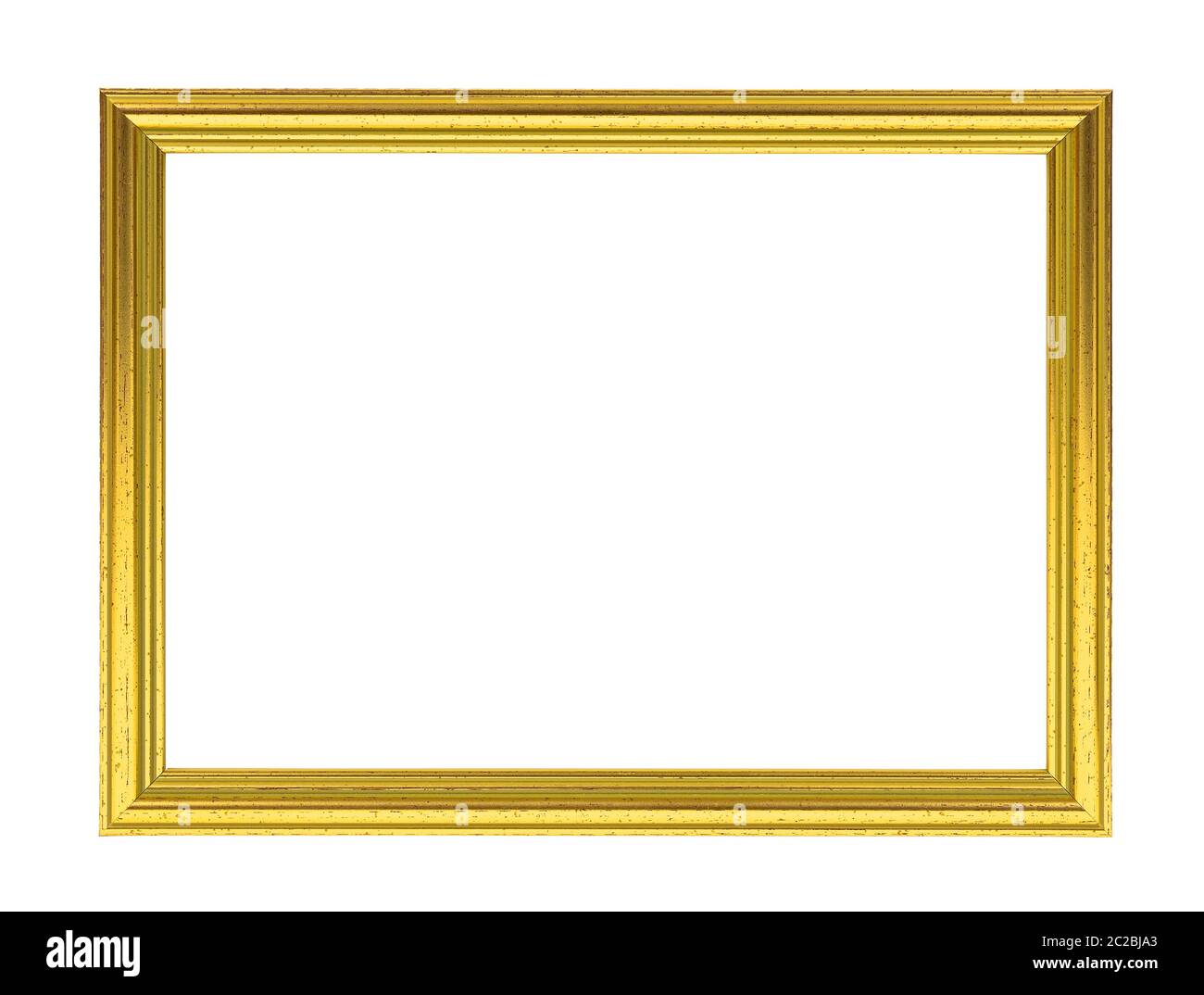 Golden decorative empty picture frame isolated on white background with ...