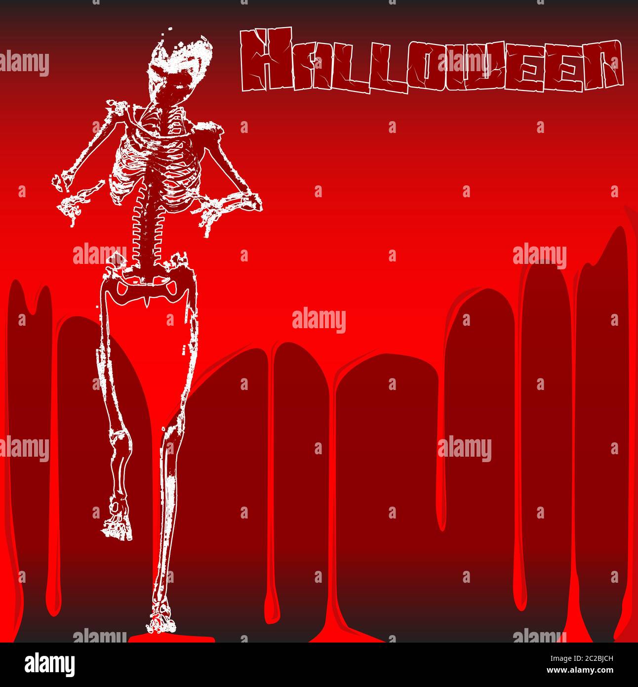 A spooky Halloween skeleton with outstretched arms all over a black ...