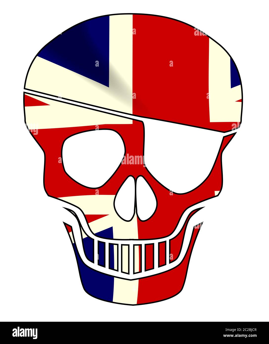 Union Jack flag skull silhouette with eye patch all in red over a black ...