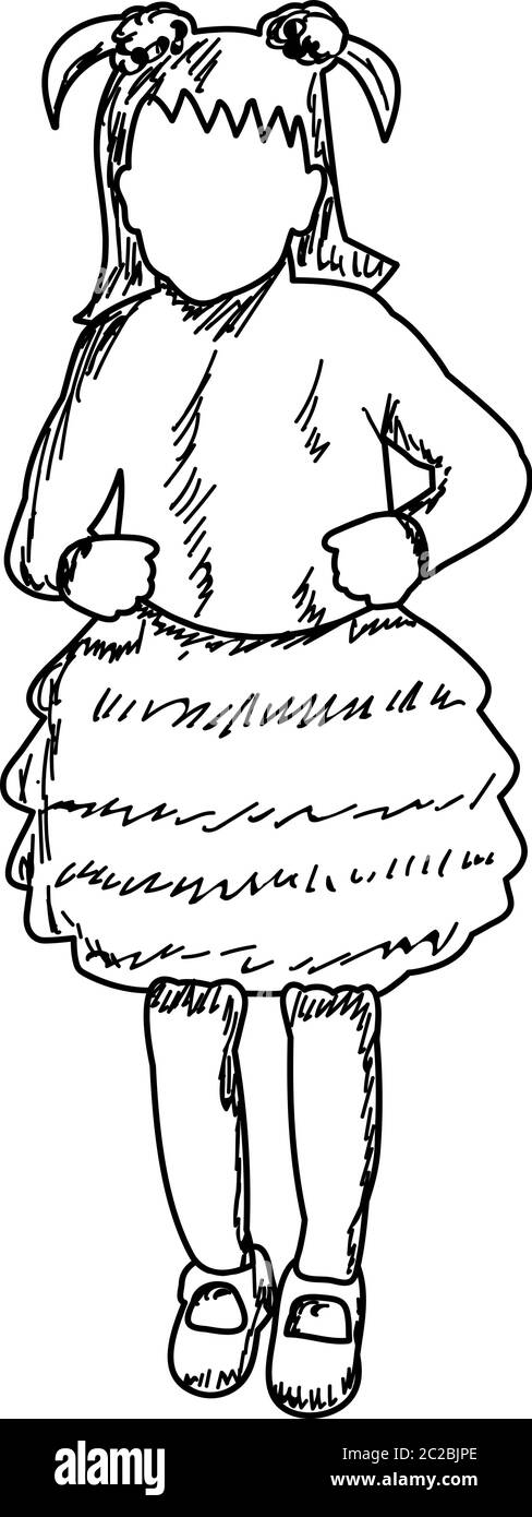 white background, faceless kids dancing sketch, lines Stock Vector ...