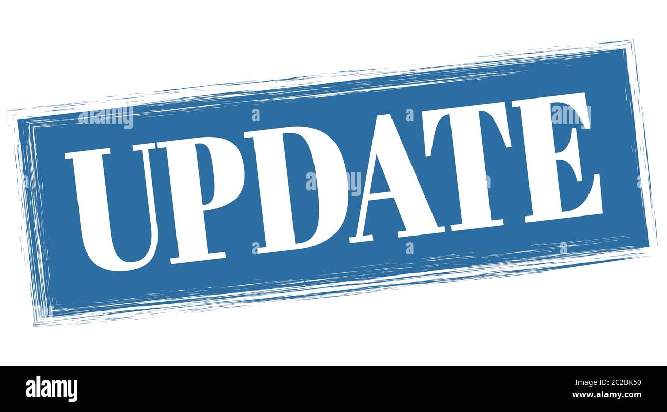 UPDATE blue rectangle stamp Stock Photo - Alamy