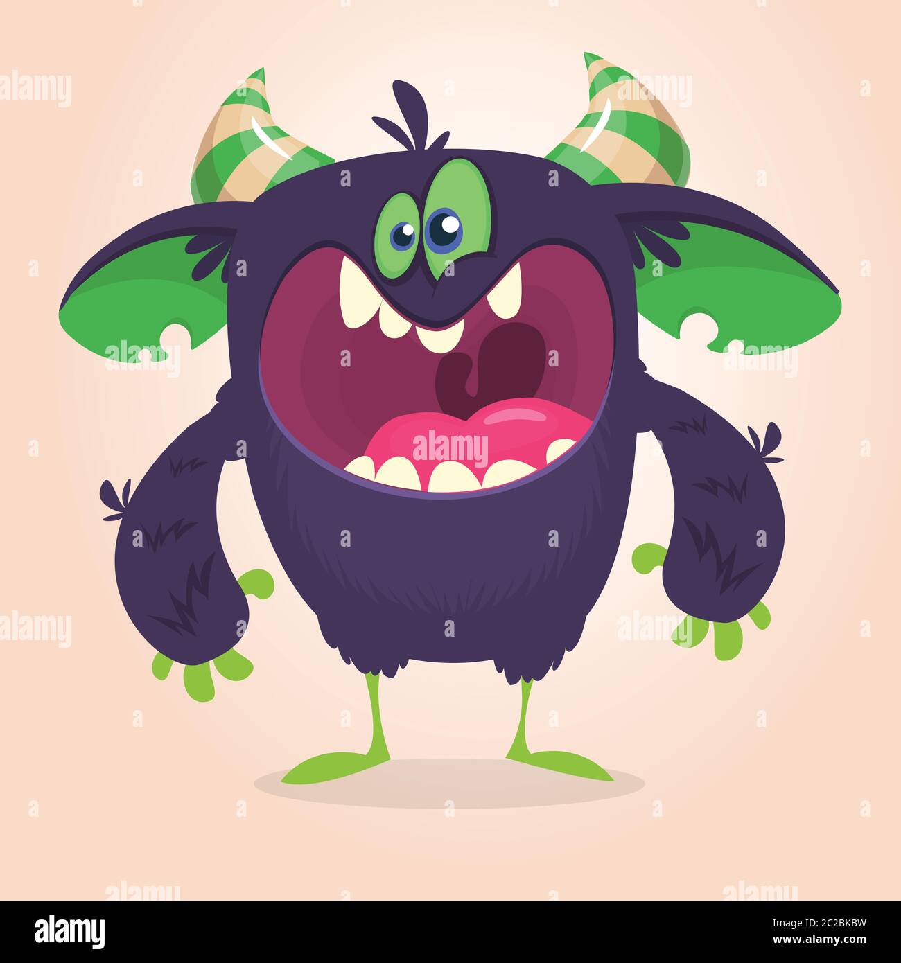 Angry cartoon black monster screaming. Yelling angry monster expression ...