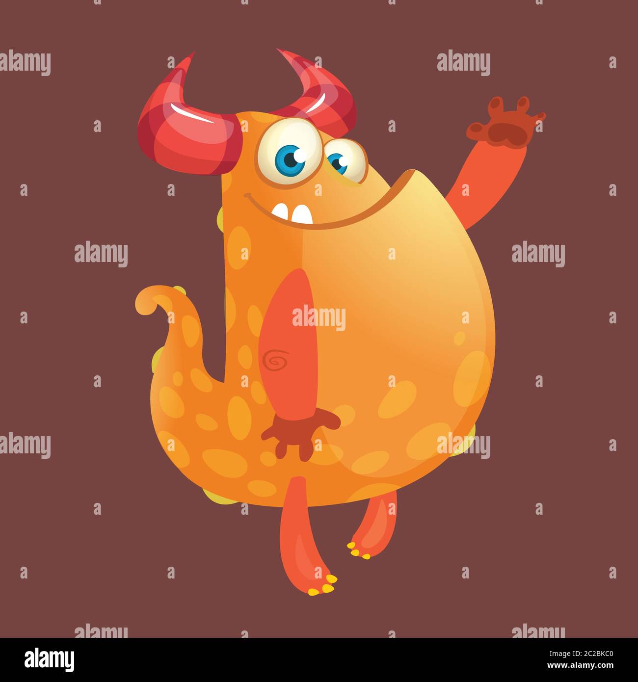 Cute orange fat cartoon monster blob. Vector illustration. Halloween ...