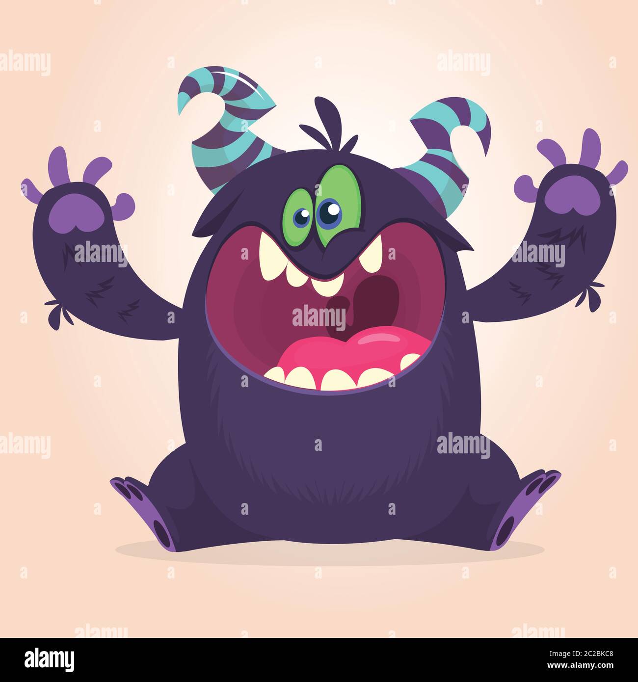 Angry cartoon black monster screaming. Yelling angry monster expression ...