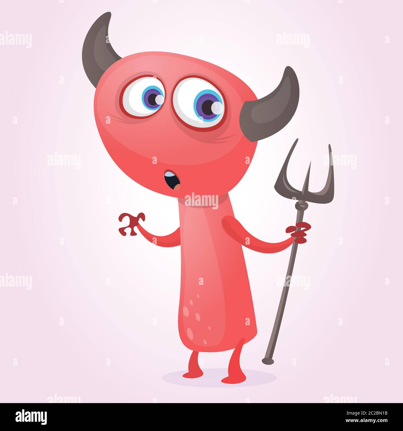 Cute cartoon devil with trident. Vector for Halloween party Stock ...