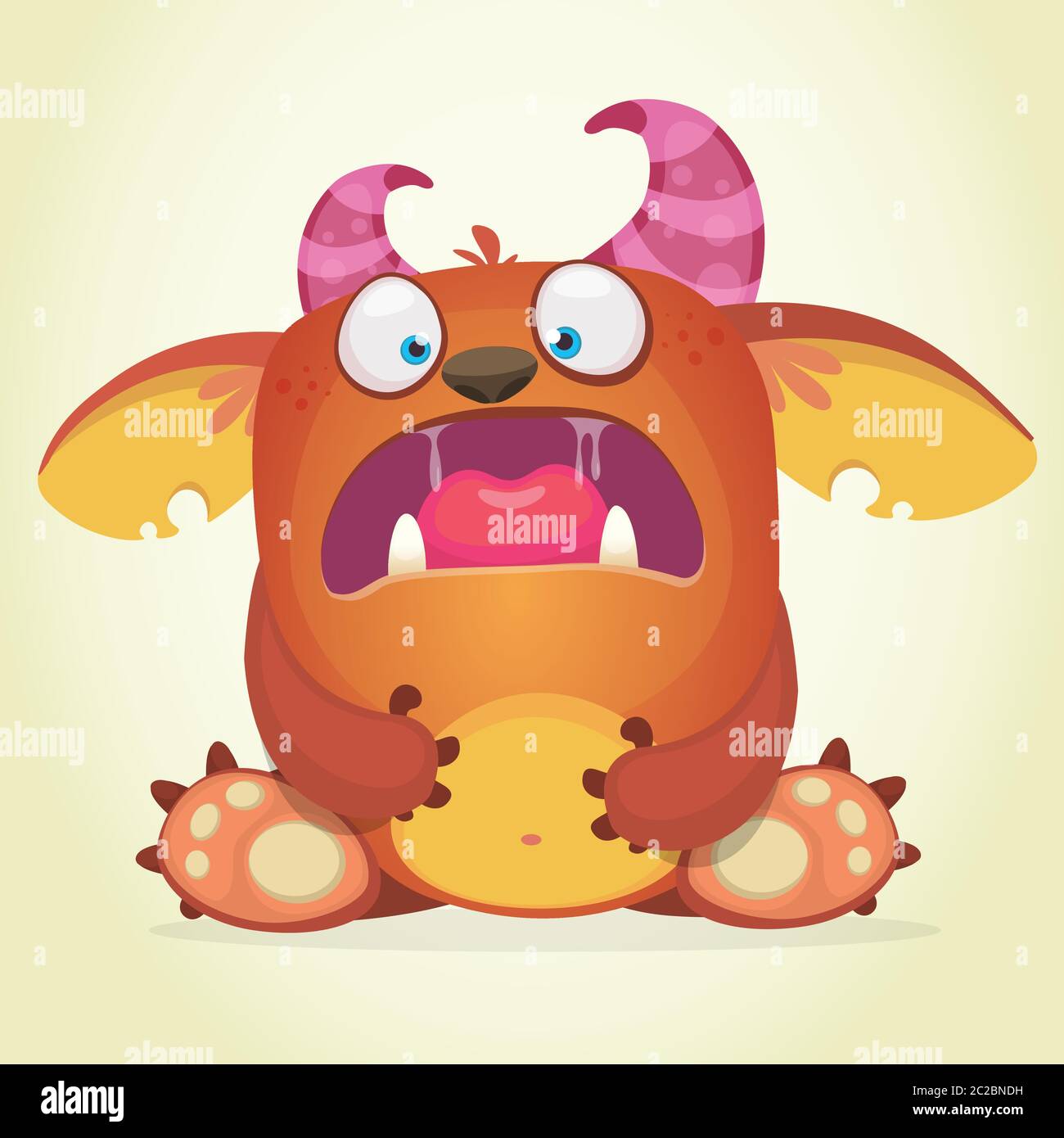 Scared cartoon monster. Vector character illustration Stock Vector ...
