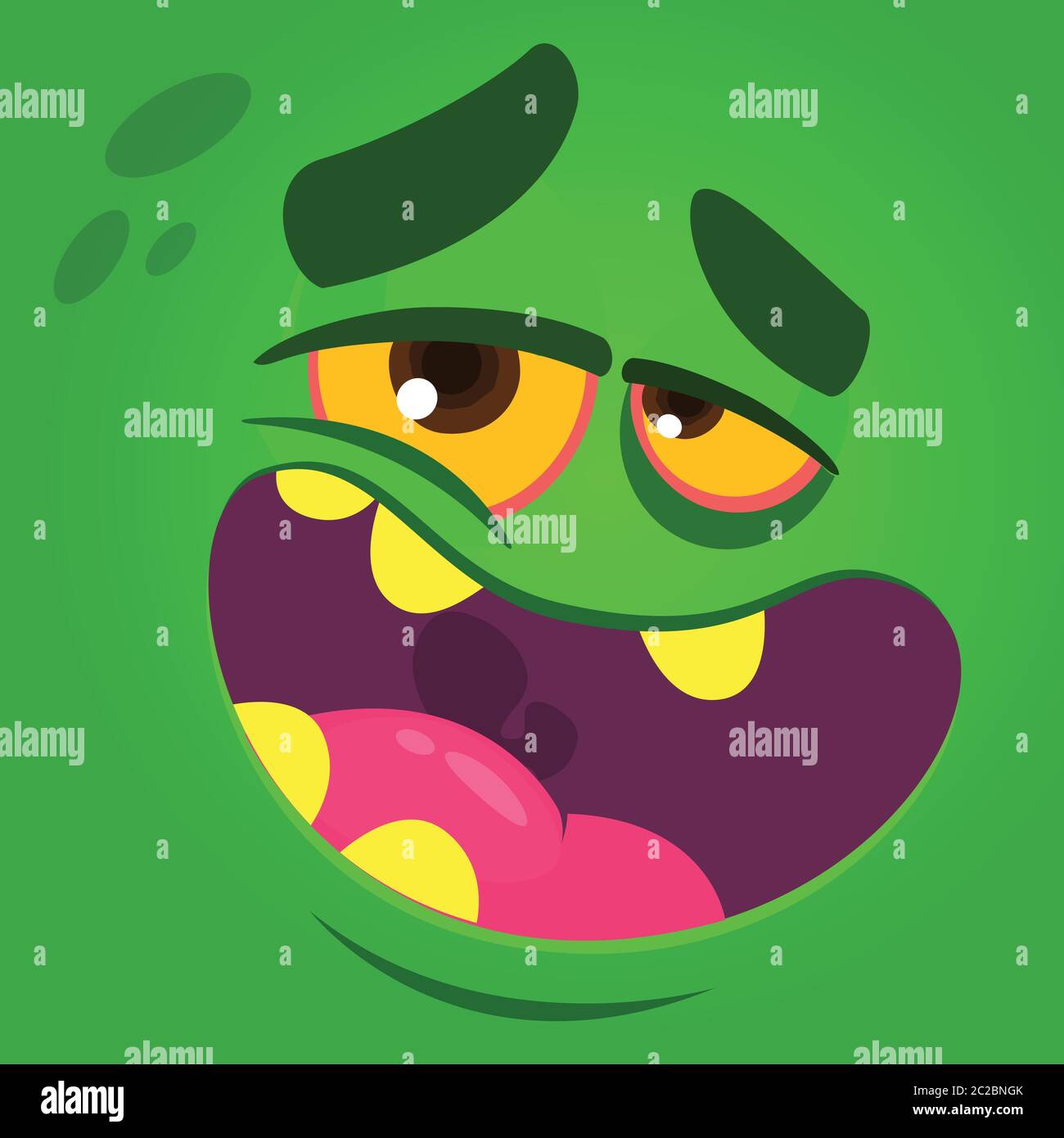 Cartoon laughing funny zombie face. Vector zombie monster square avatar ...
