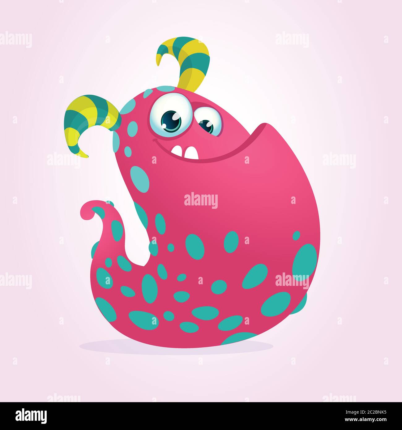Happy pink cartoon monster blob. Vector illustration. Children book ...