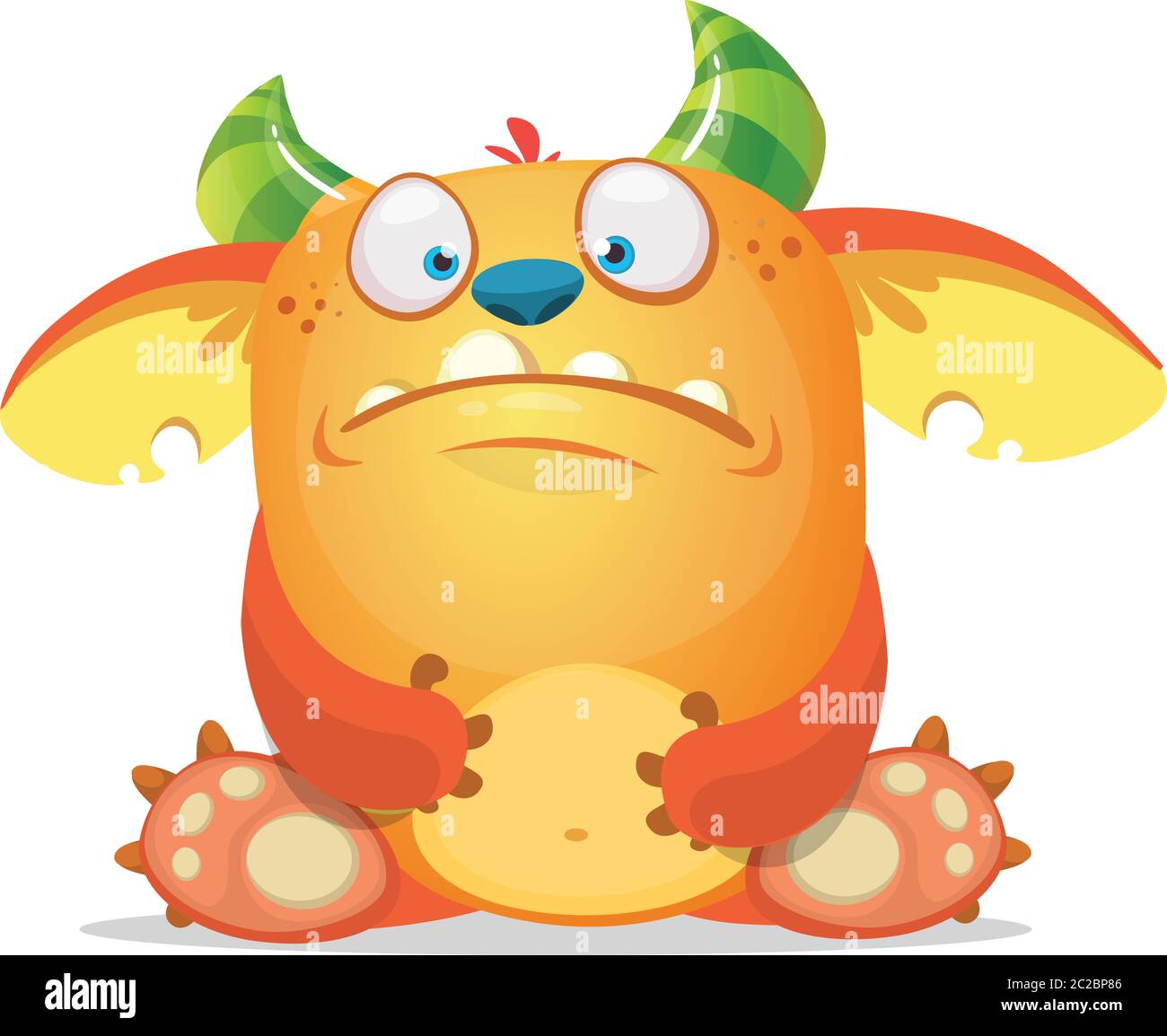 Sad cartoon monster. Vector illustration of monster character Stock ...