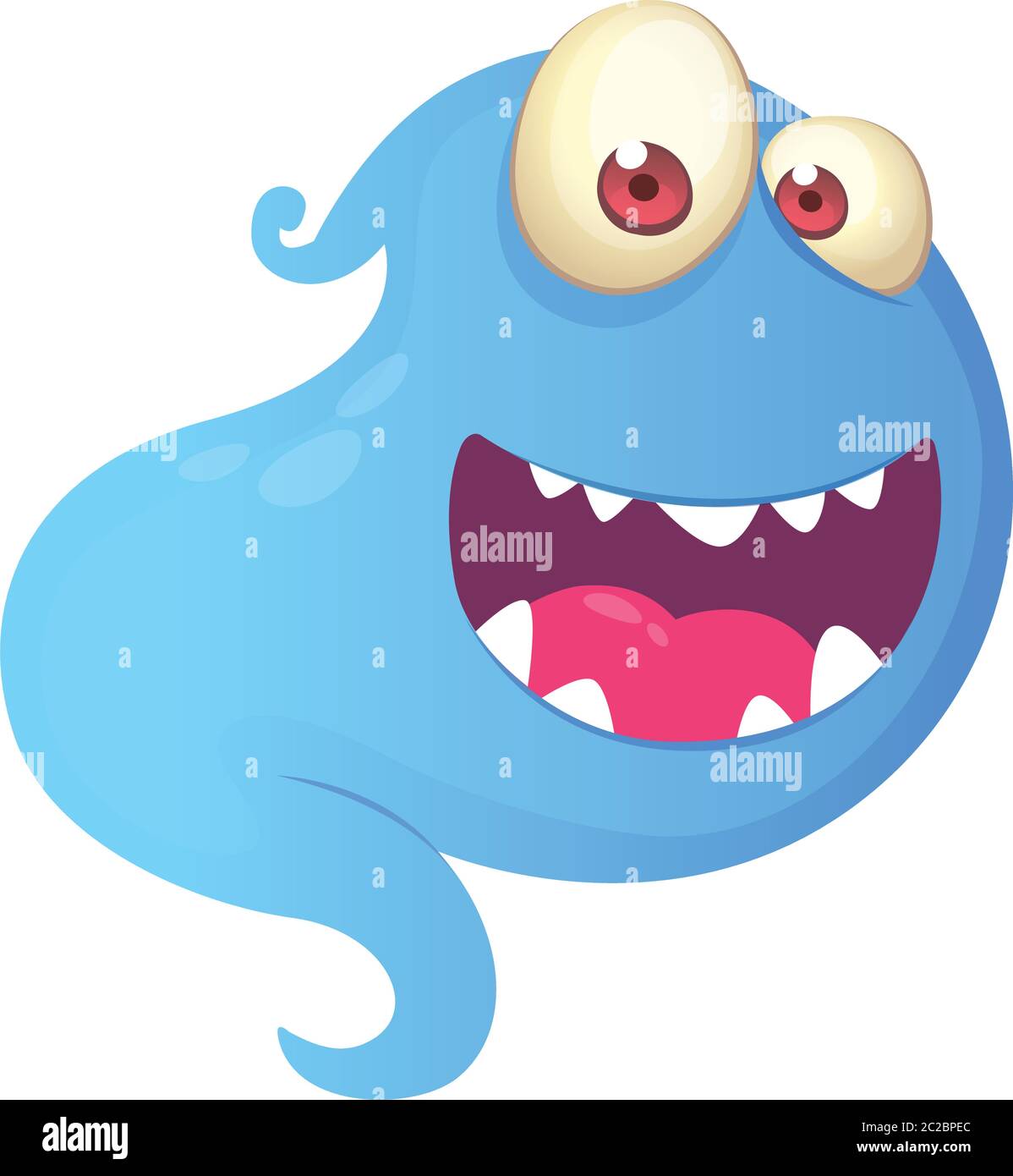 Funny cartoon ghost laughing. Vector blue ghost illustration Stock ...