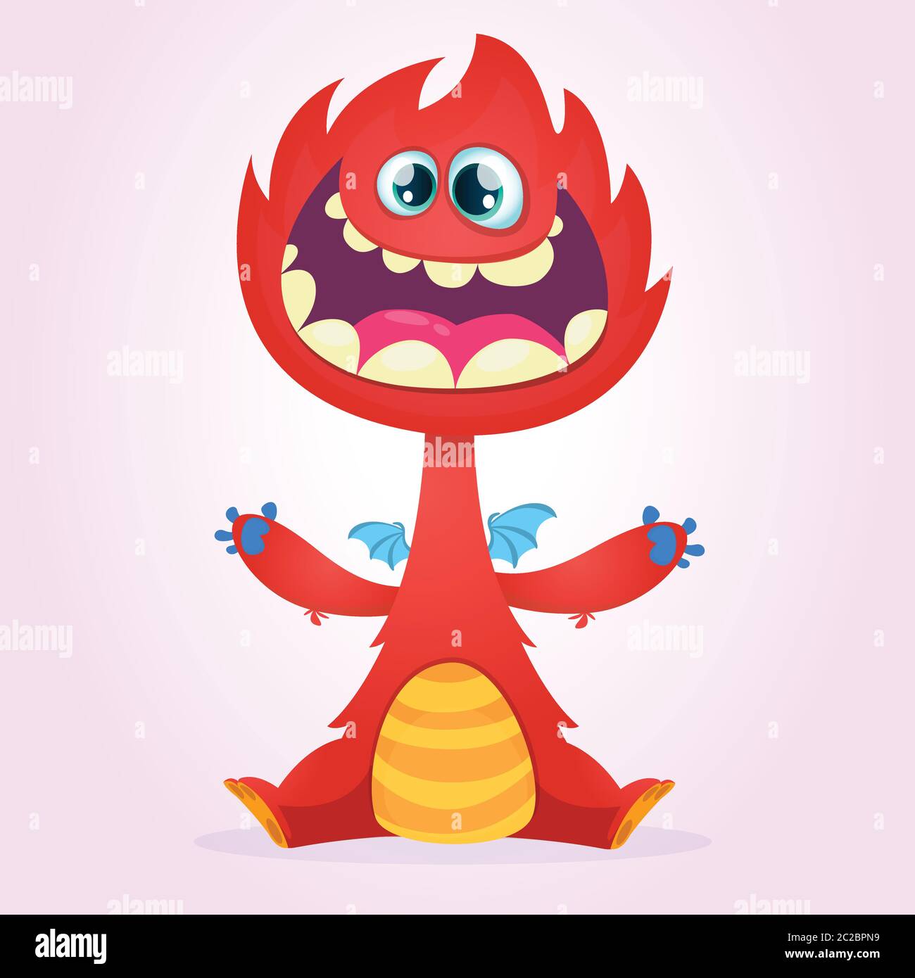 Vector cartoon dragon monster with tiny wings. Red dragon character ...
