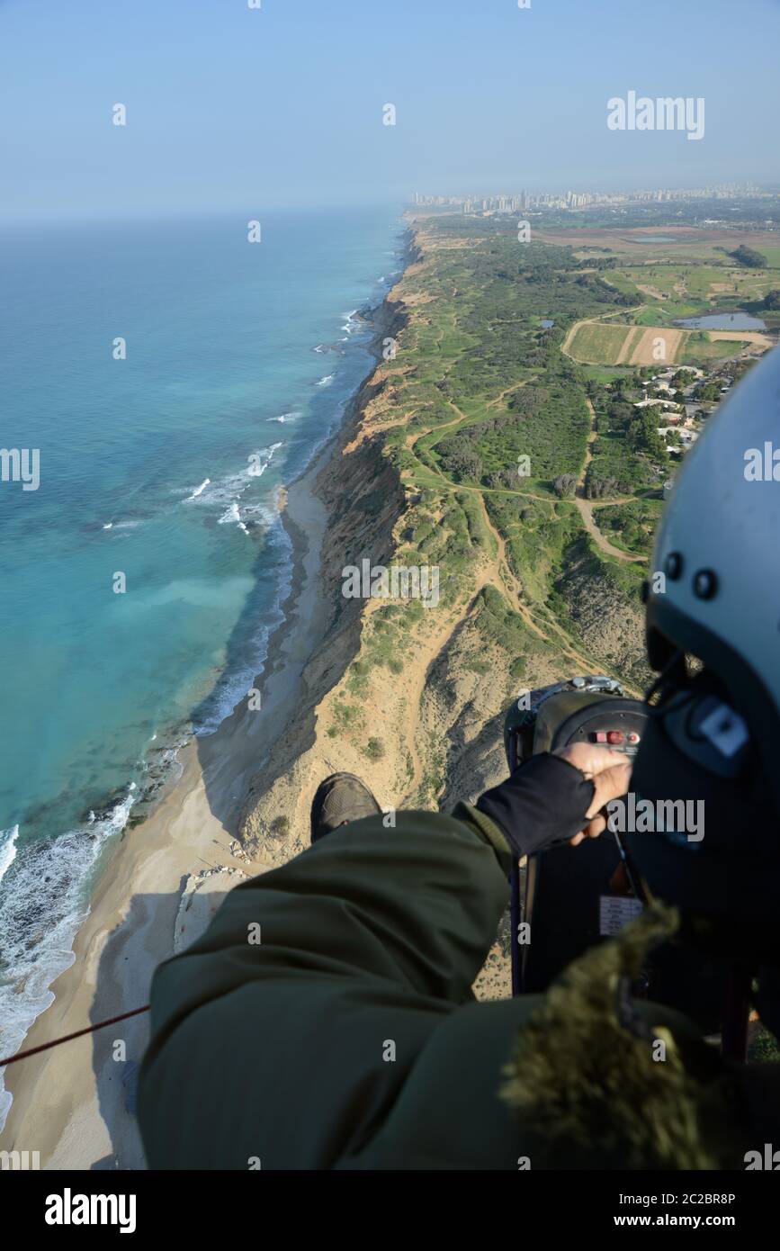 Motor Paragliding Photographed in Israel, Coastal Plains above the ...