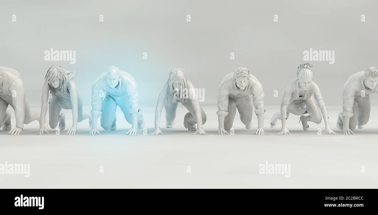 Empowered Business Professional Man Standing Out from the Crowd Stock ...