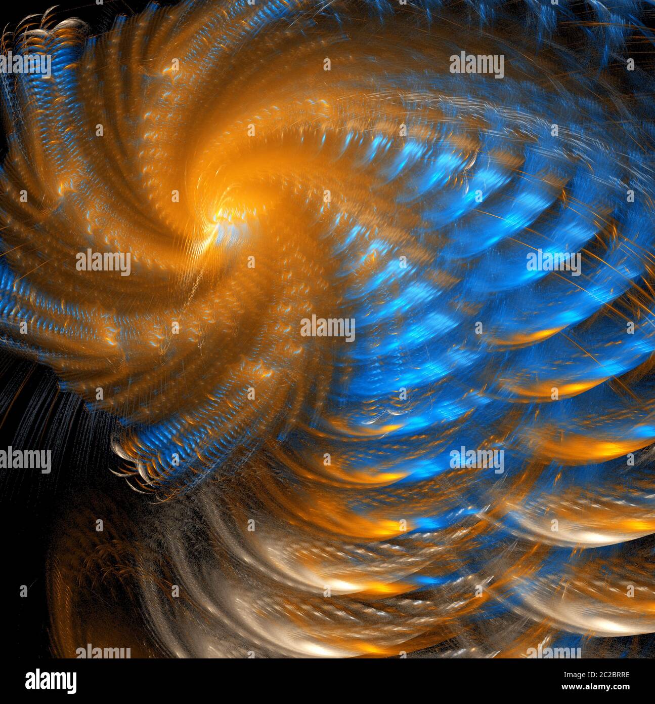 blue and orange abstract curves and lines on dark background Stock ...