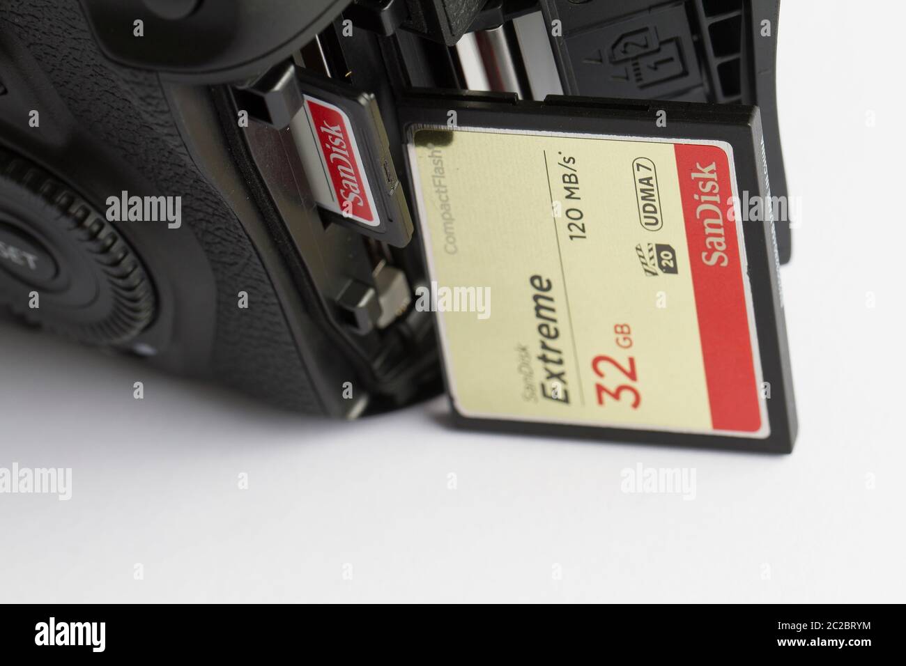 Milan, Italy - 17 June 2020: macro shot of professional compact flash ...