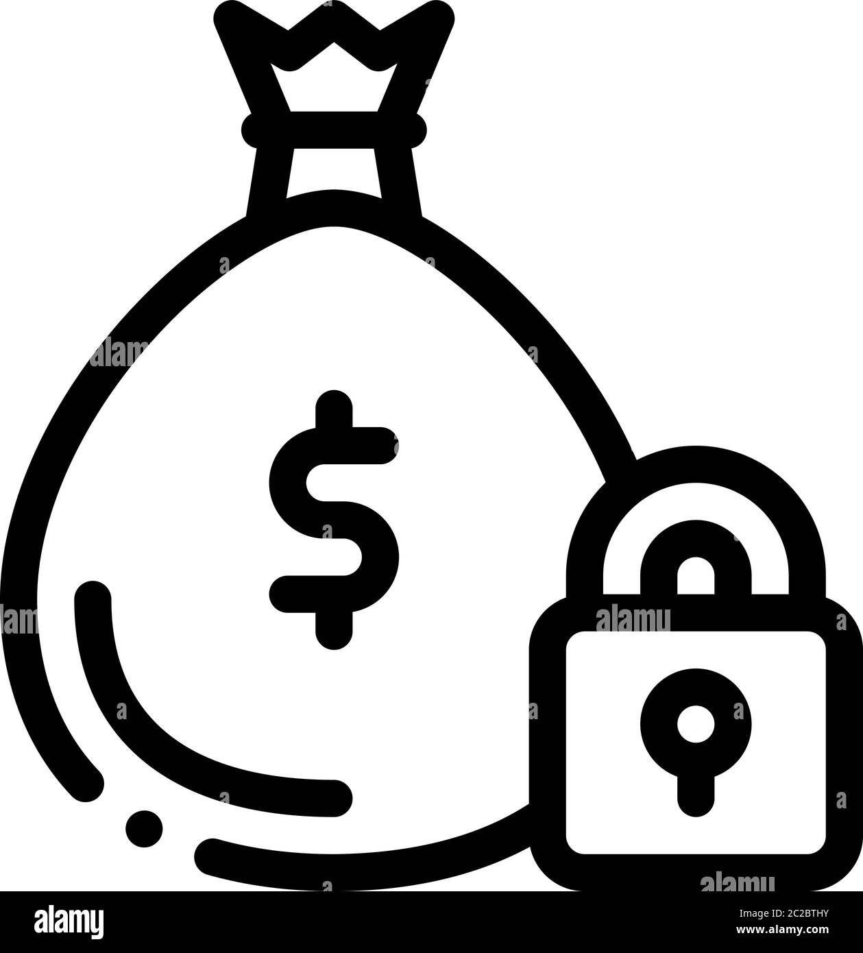 money bag security protection icon vector outline illustration Stock ...
