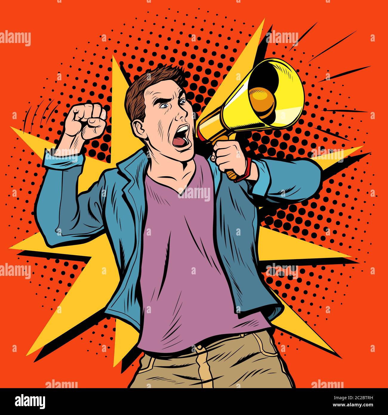 male protester with megaphone. Democracy opposition freedom of speech ...