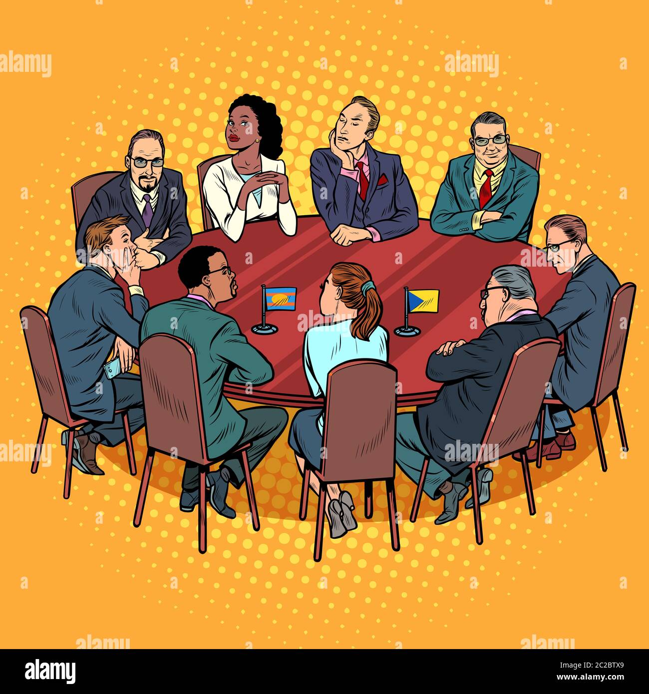 international negotiations diplomats. Pop art retro vector illustration ...