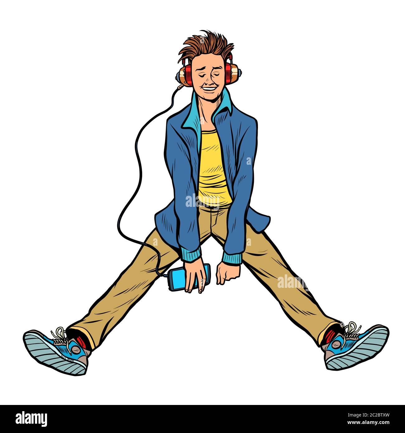 Boy listening music cartoon hi-res stock photography and images - Alamy