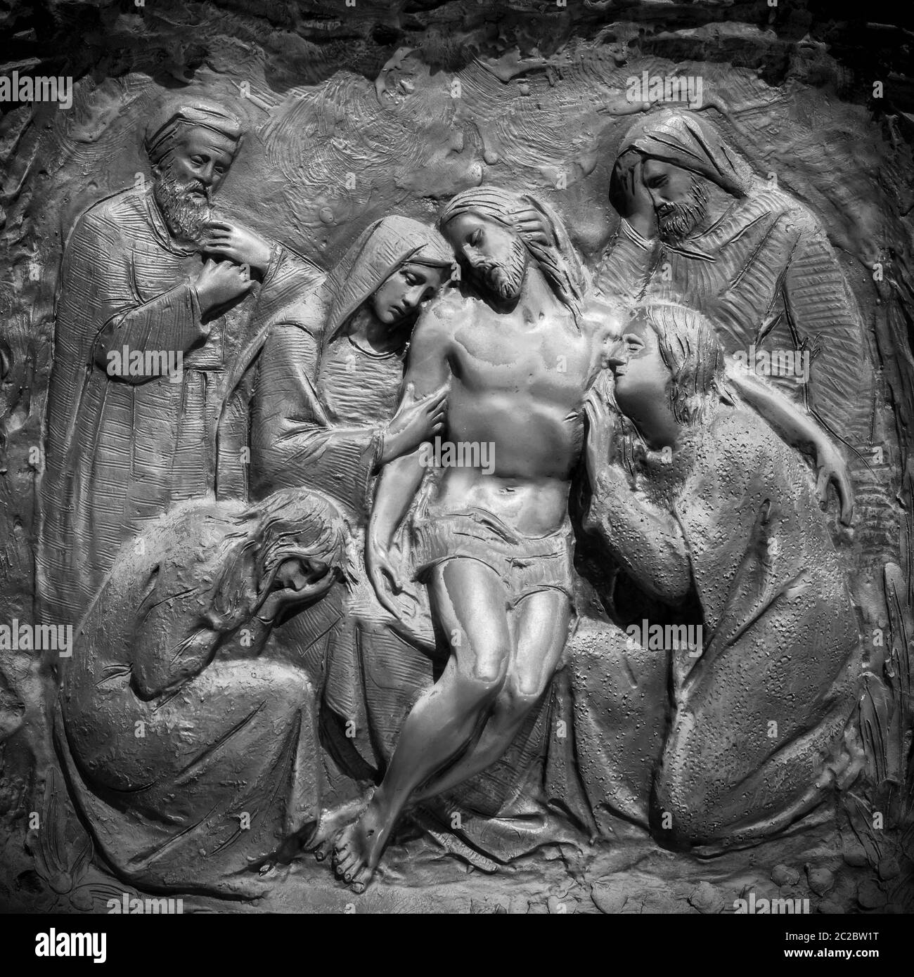 Jesus depicting the crucifixion church Black and White Stock Photos ...