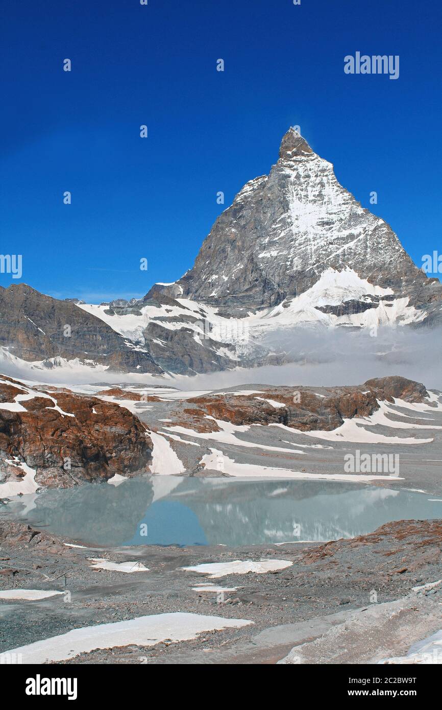 Mount Matterhorn. The height of the peak is 4478 meters. View from the ...