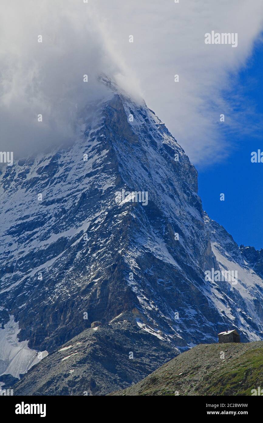 Mount Matterhorn. The height of the peak is 4478 meters. View from the ...