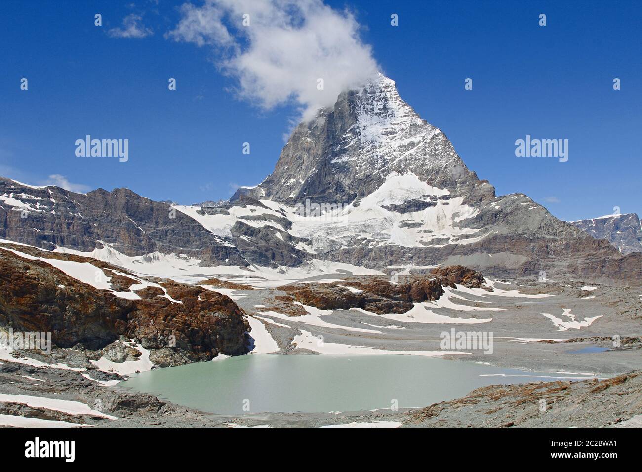 Mount Matterhorn. The height of the peak is 4478 meters. View from the ...