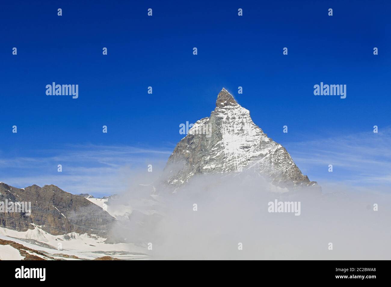 Mount Matterhorn. The height of the peak is 4478 meters. View from the ...