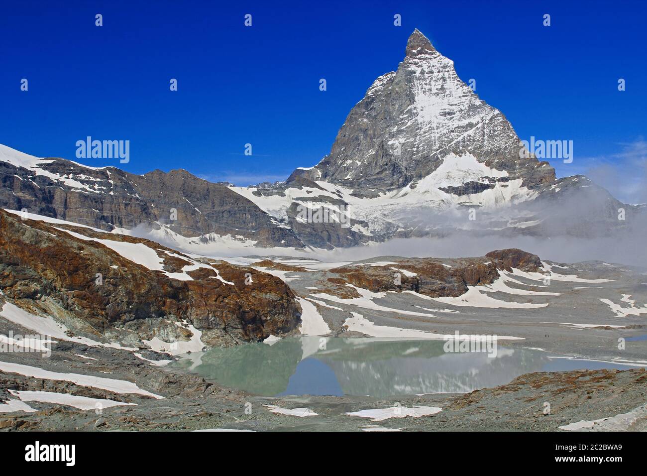 Mount Matterhorn. The height of the peak is 4478 meters. View from the ...