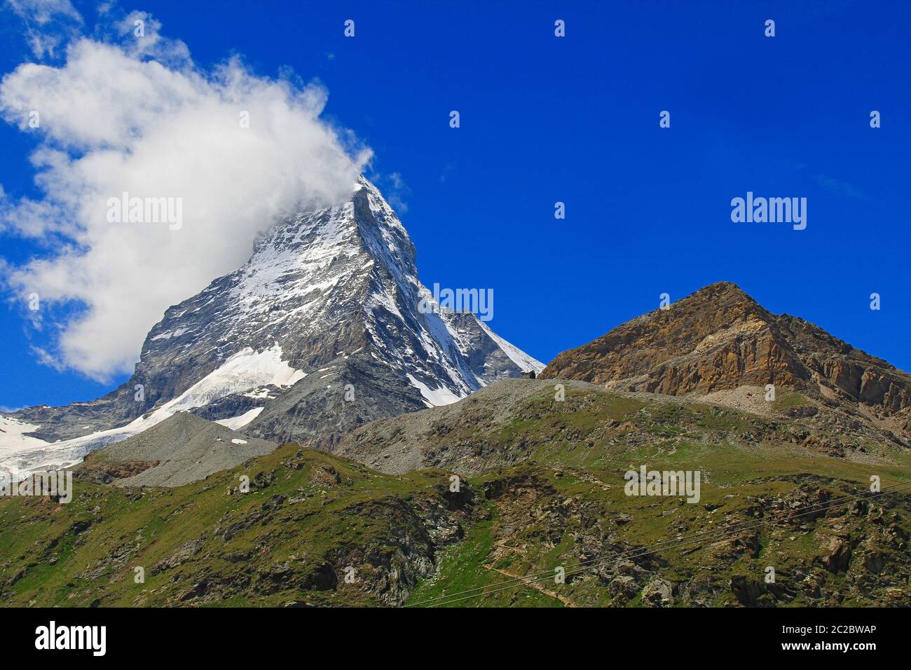Mount Matterhorn. The height of the peak is 4478 meters. View from the ...